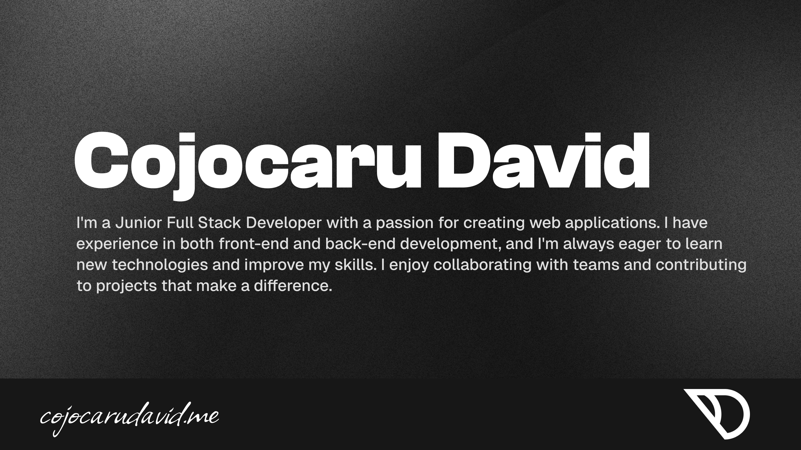 Junior Full Stack Developer | Cojocaru David